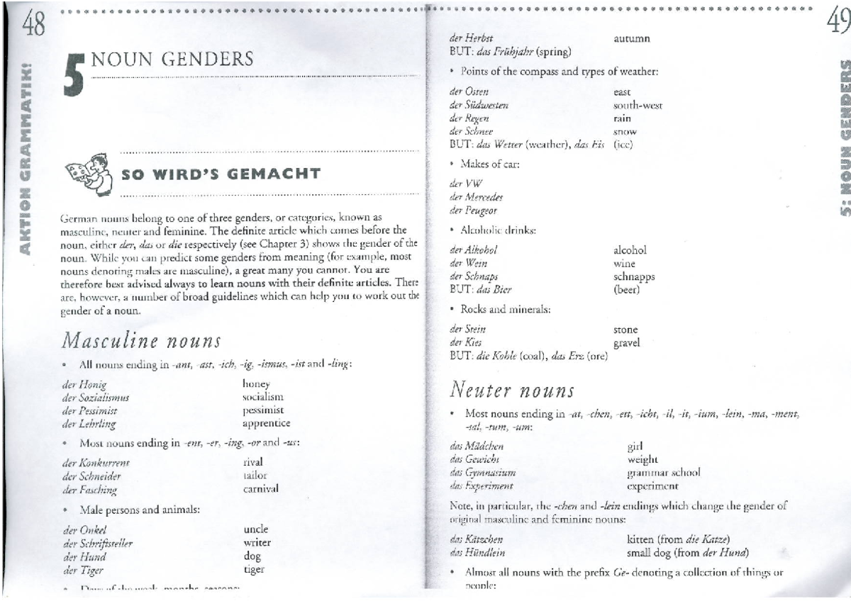 German nouns and their gender - German Studies 1 - 48 i9 T dear autumn ...
