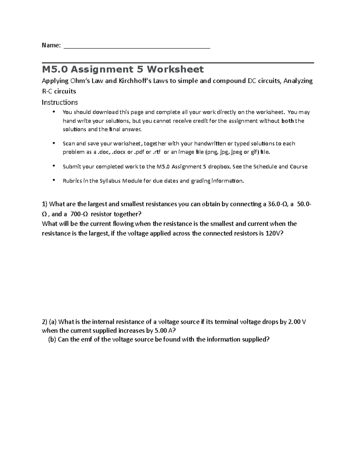 M5.0 Assignment 5 Worksheet - Name: __________________________________________ M5 Assignment 5 ...