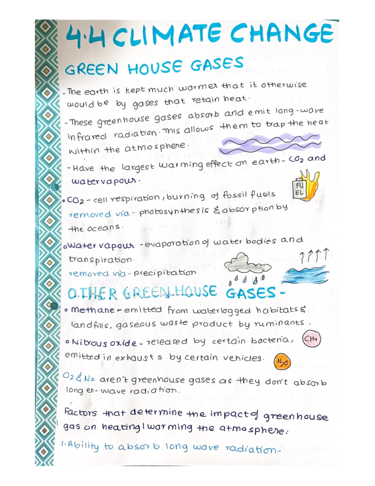 Climate Change - Student Notes - 4 CHANGE GREEN HOUSE GASES The earth ...