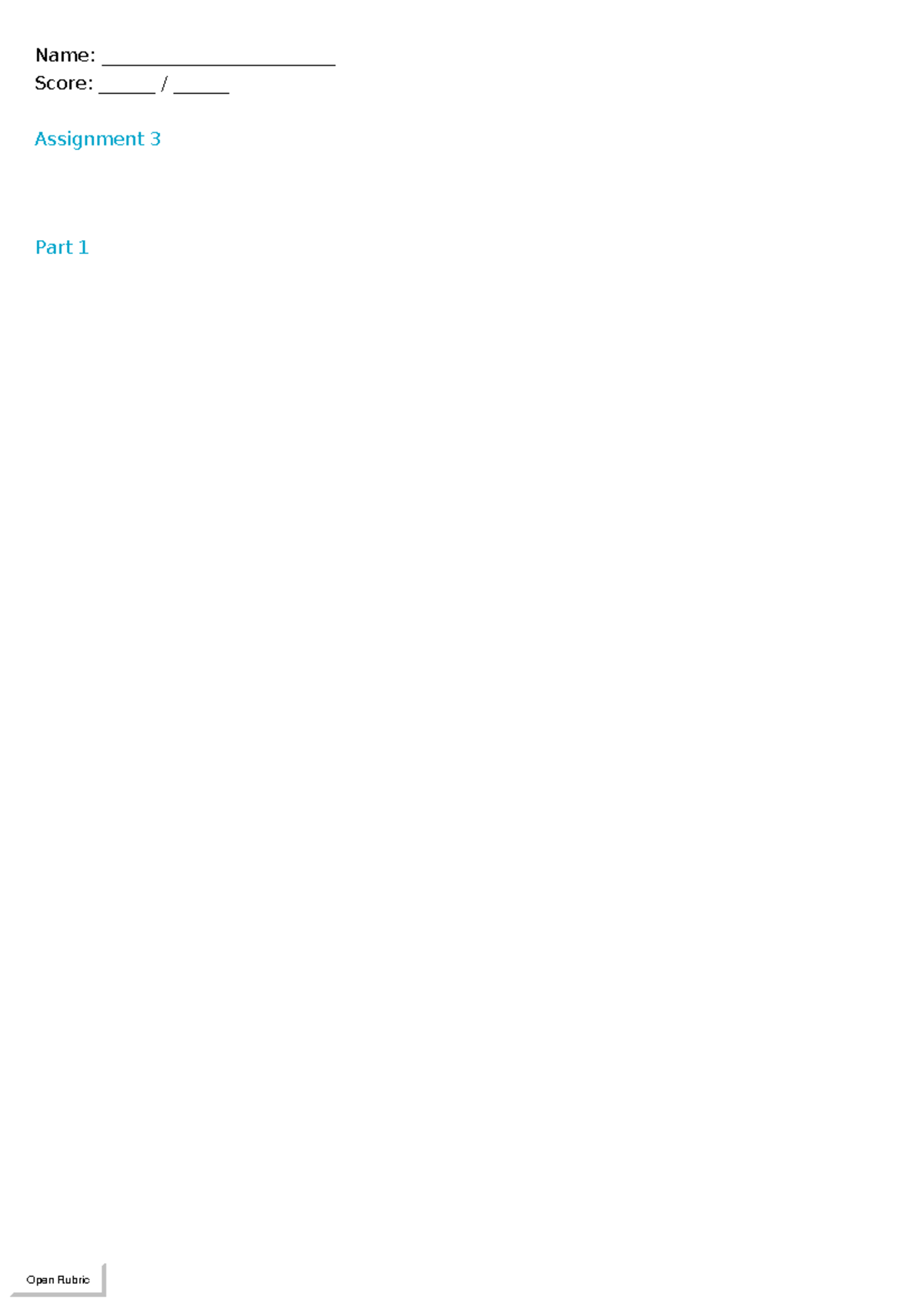 FIN4801 Assignment 3 Questions Only - Name: _________________________ Score ...