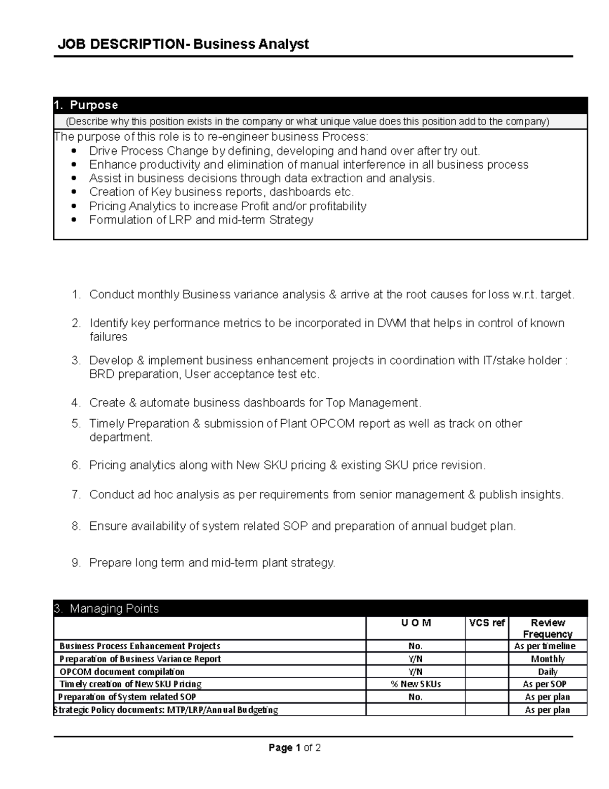 4943658 - Pracaitceaklndkjas s jakslda sfa - JOB DESCRIPTION- Business Analyst 1. Purpose ...