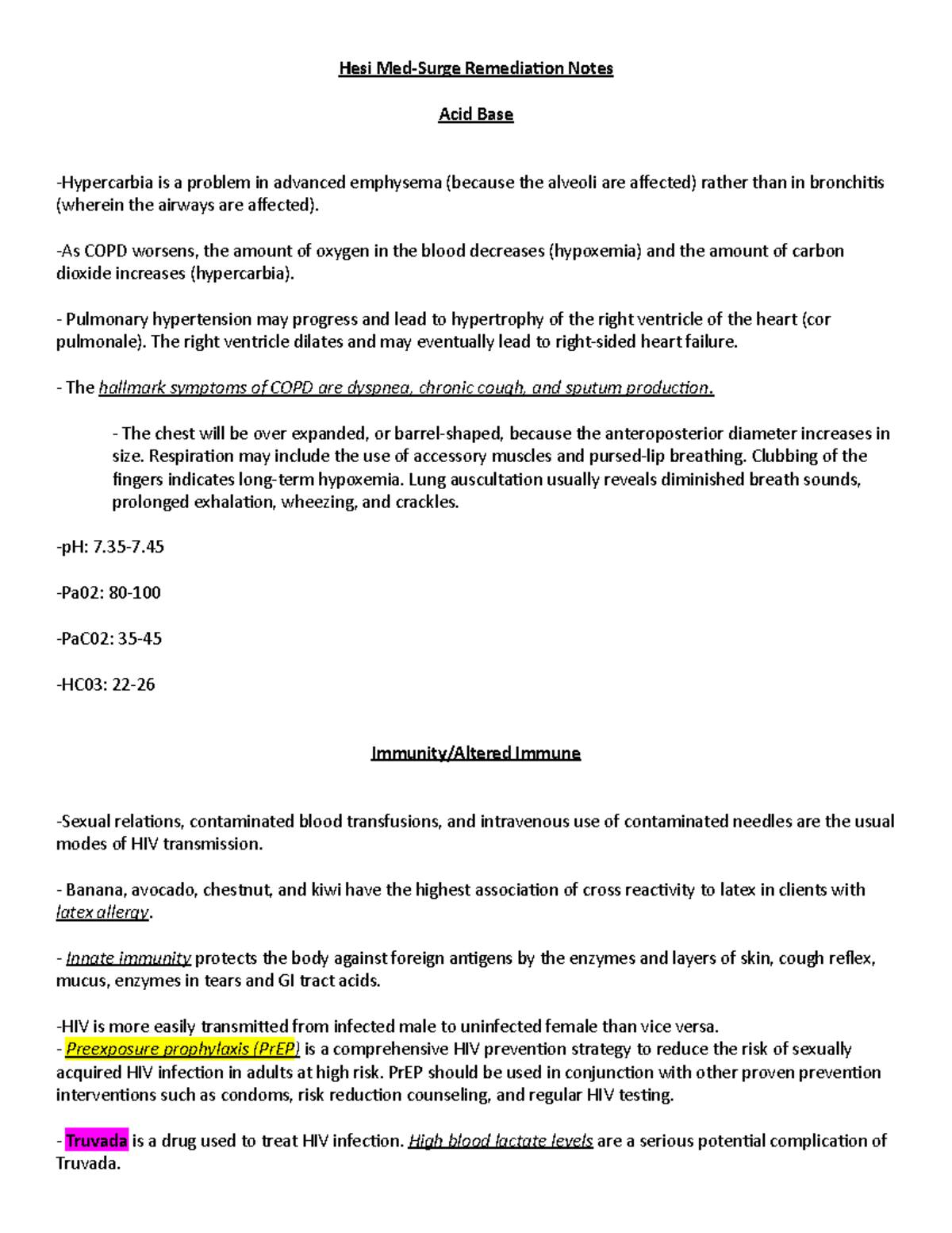 HESI Remediation Notes - Hesi Med-Surge Remediation Notes Acid Base ...