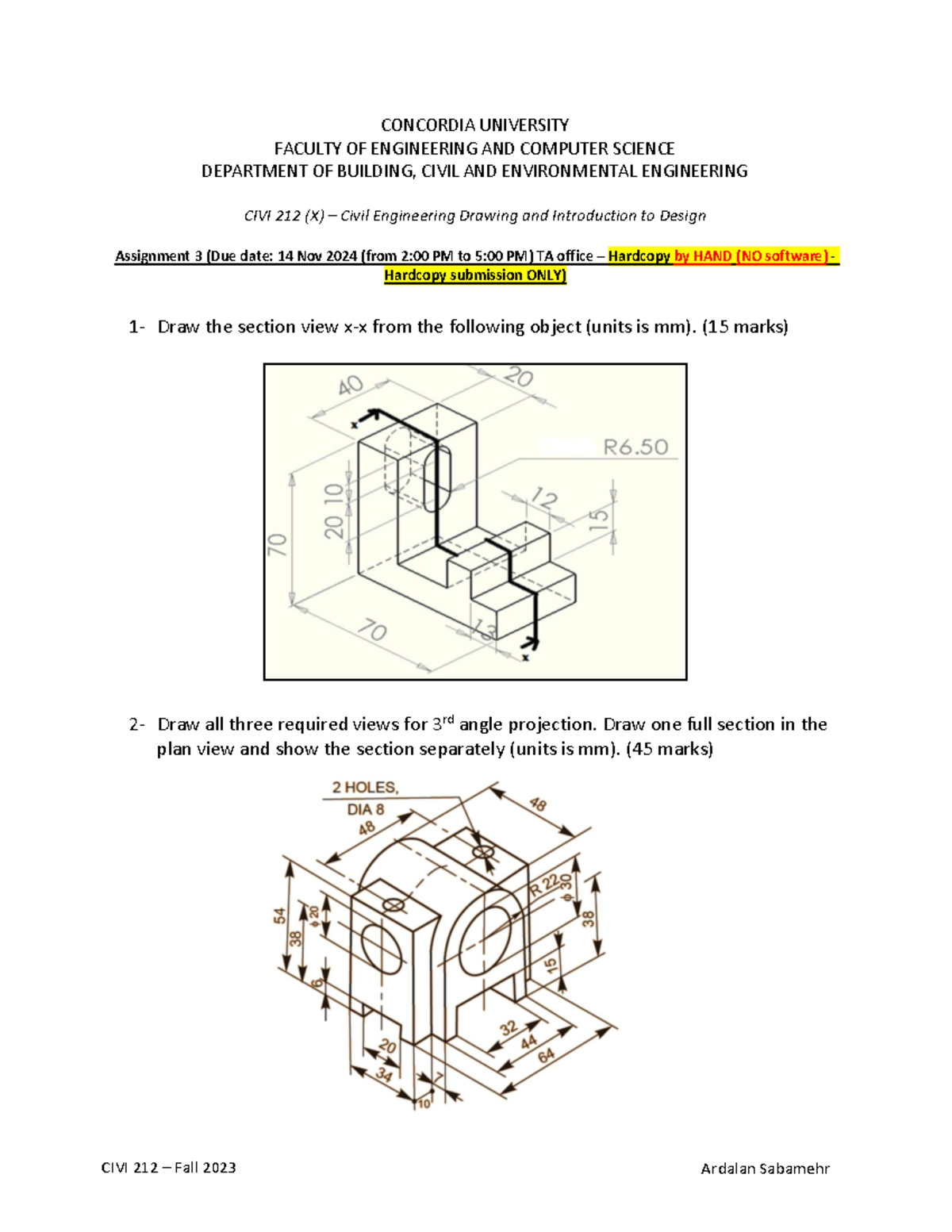 Assignment 3 - NICEEEEE - CIVI 212 – Fall 202 3 Ardalan Sabamehr ...