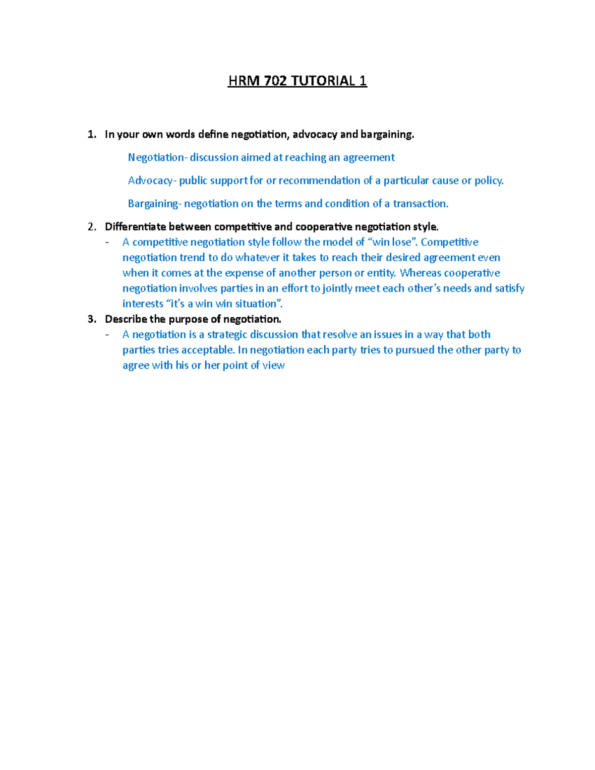 HRM 702 Tutorial 1 - HRM 702 TUTORIAL 1 In your own words define ...