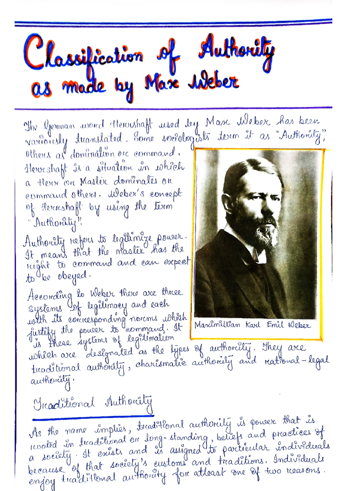 Classification of Authority according to Max Weber - Classification of ...