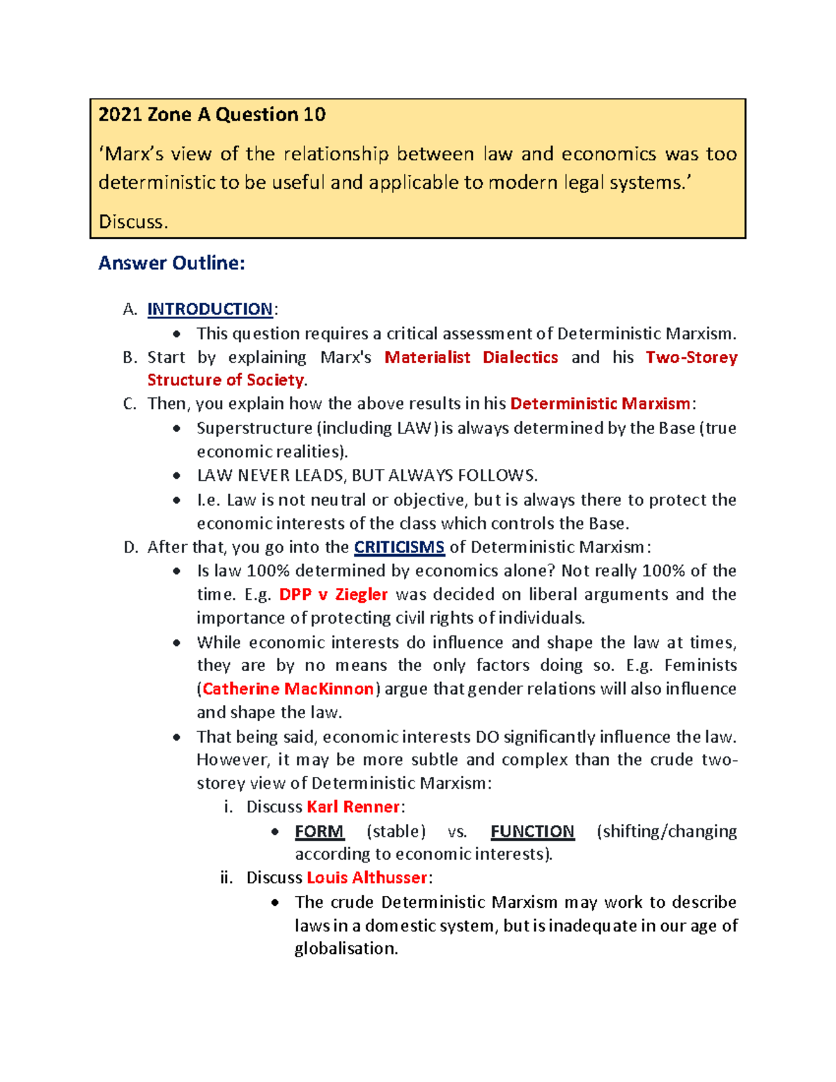 Tutorial - 2021 Zone A Question 10 (Marxism) - 2021 Zone A Question 10 ...