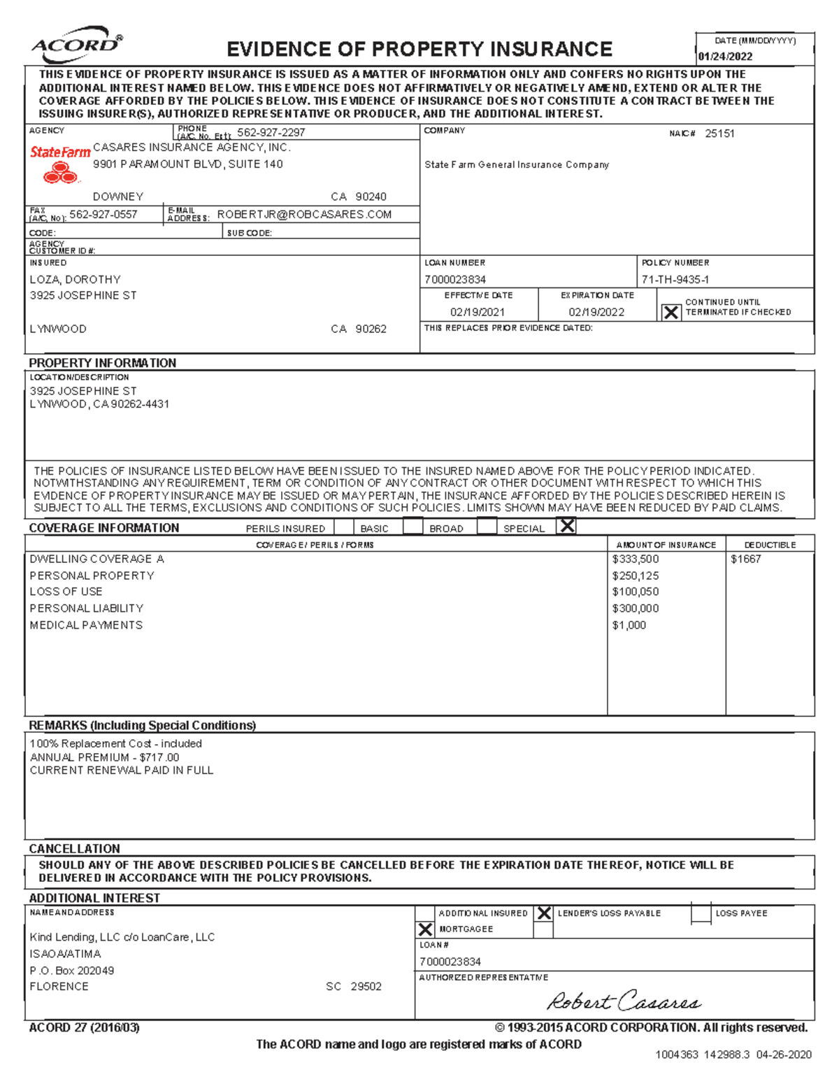 Property Insurance Policy - 1004363 142988 04-26- SHOULD ANY OF THE ...