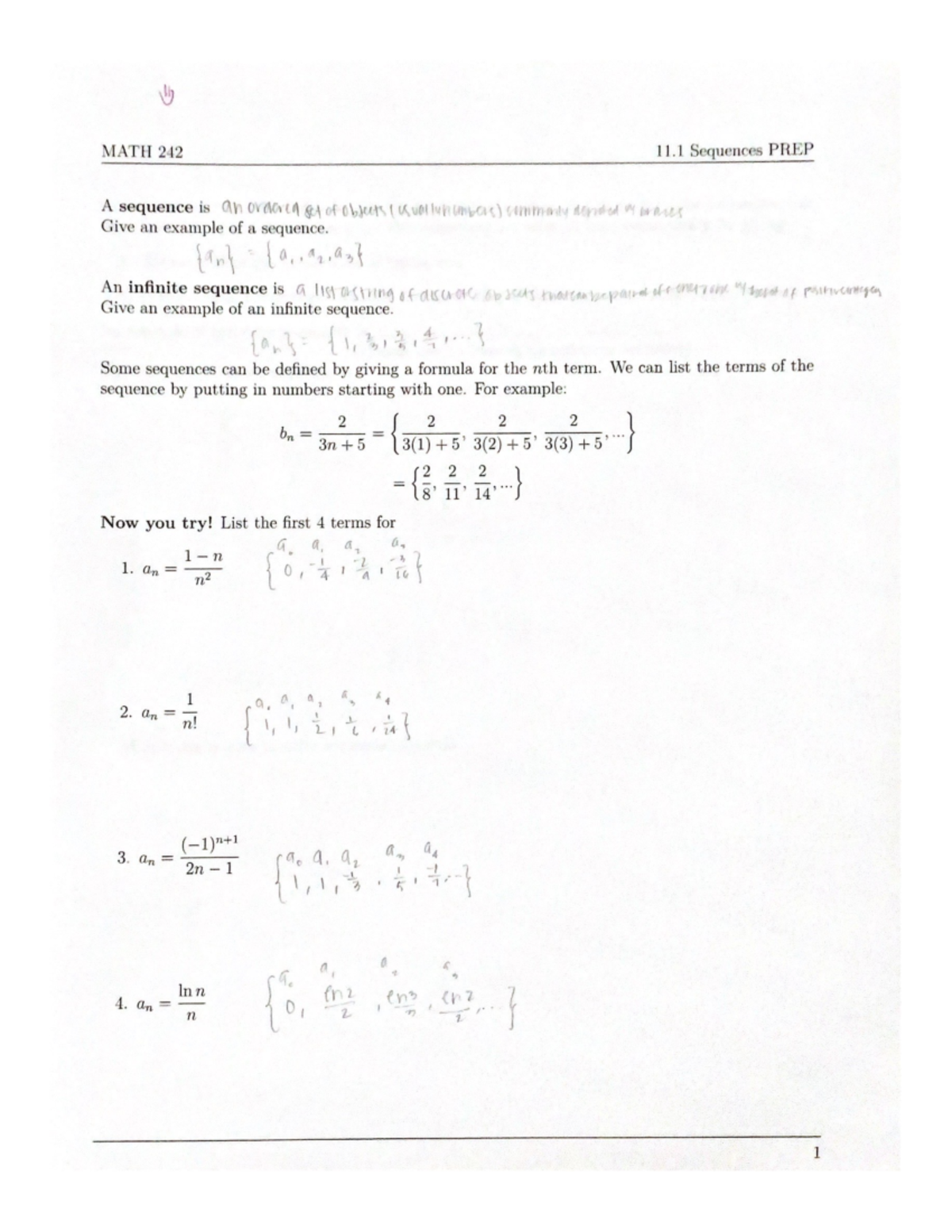 MATH 242 11 - Chapter 11 lesson 1 lecture notes, Dr. Liu - MATH 242 ...