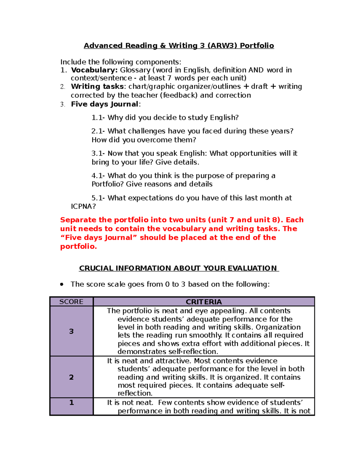 Portfolio ARW3 - portafolio - Advanced Reading & Writing 3 (ARW3 ...