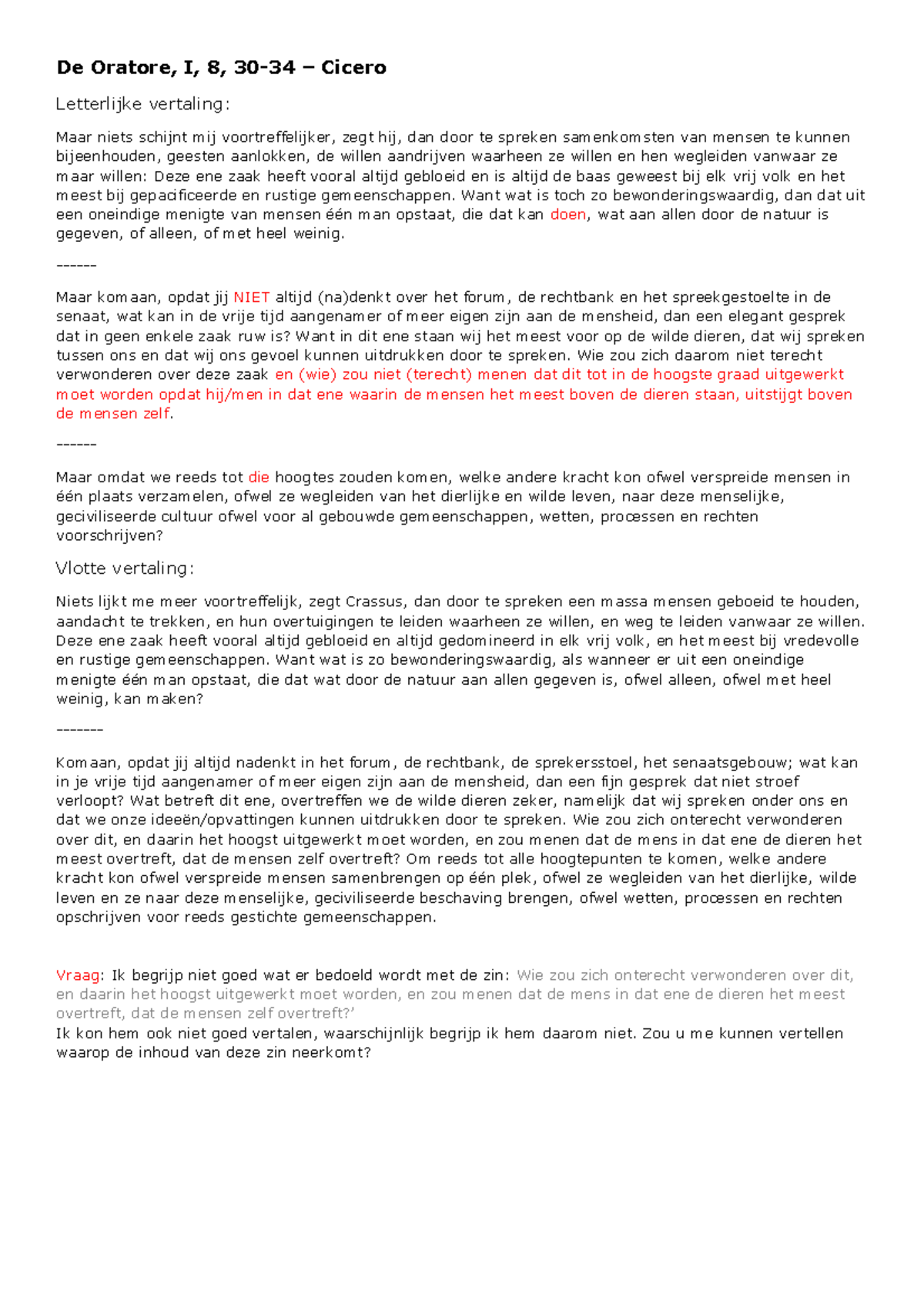 Vertaling 'De Oratore, I, 8, 30-34' – Cicero 6e jaar ASO latijn - De ...
