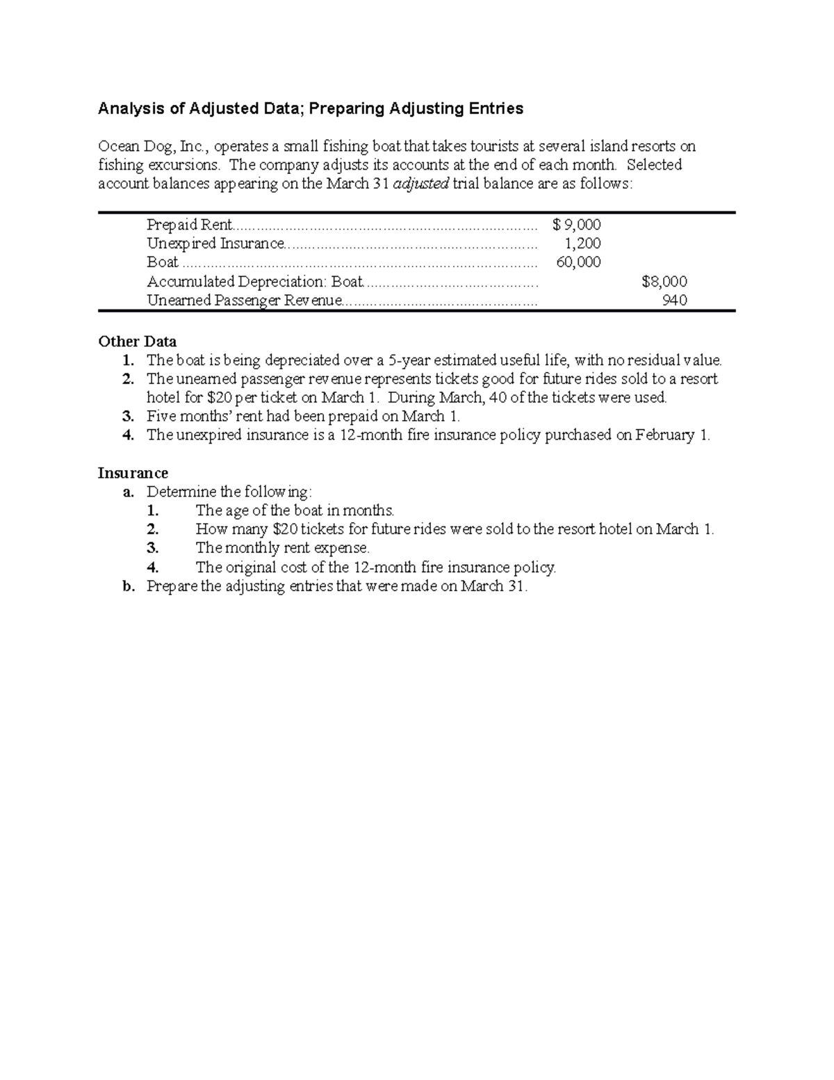 Adjusting entries practice question - Analysis of Adjusted Data ...