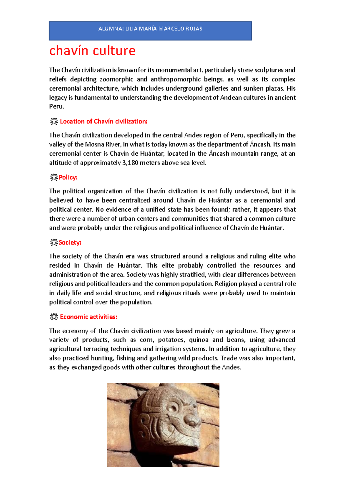 Cultura( Chavin) - nnnzNZzz - chavín culture The Chavín civilization is ...