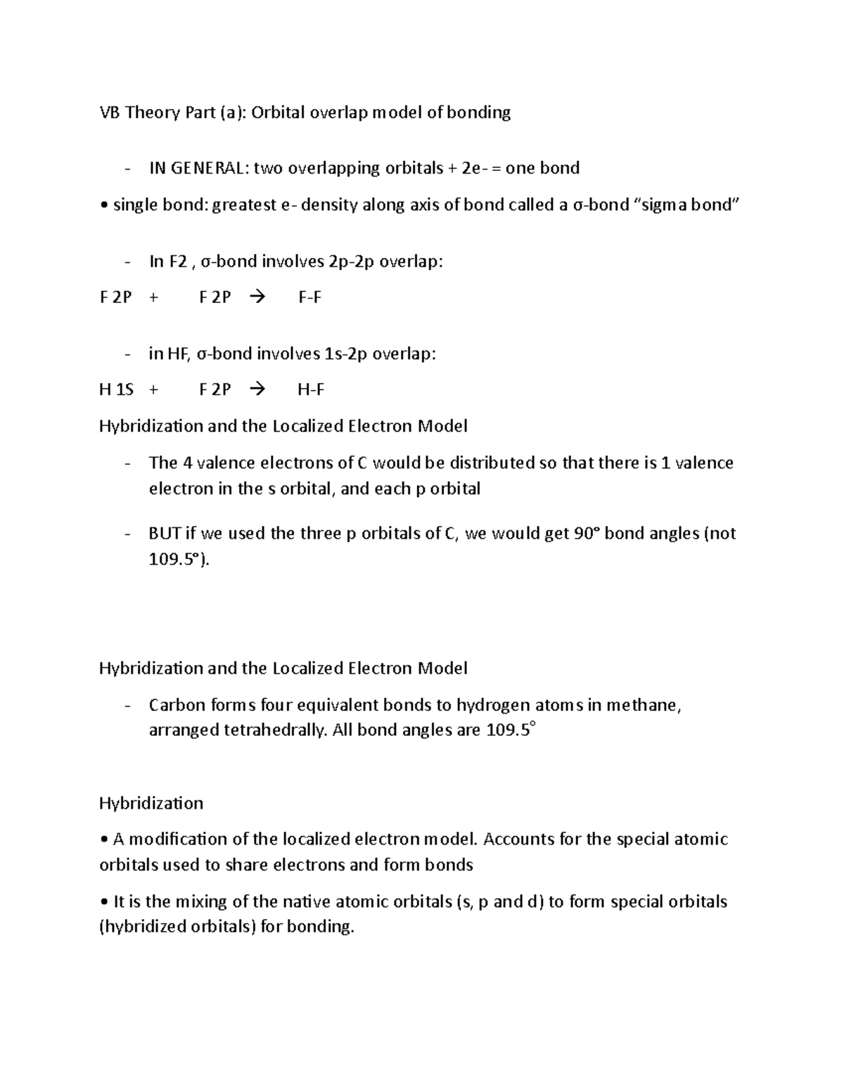 225 - VB Theory - VB Theory Part (a): Orbital overlap model of bonding ...