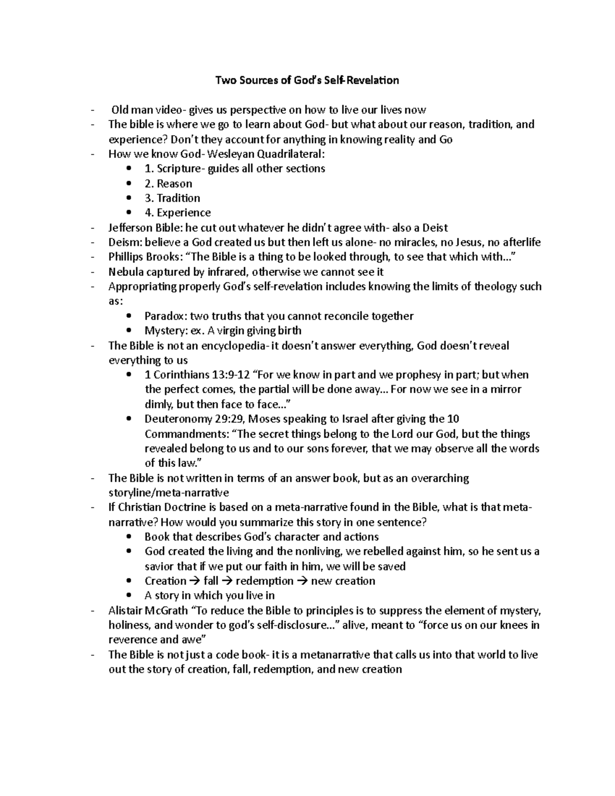 Christian Faith- Two Sources of God's Self Revelation - Two Sources of ...