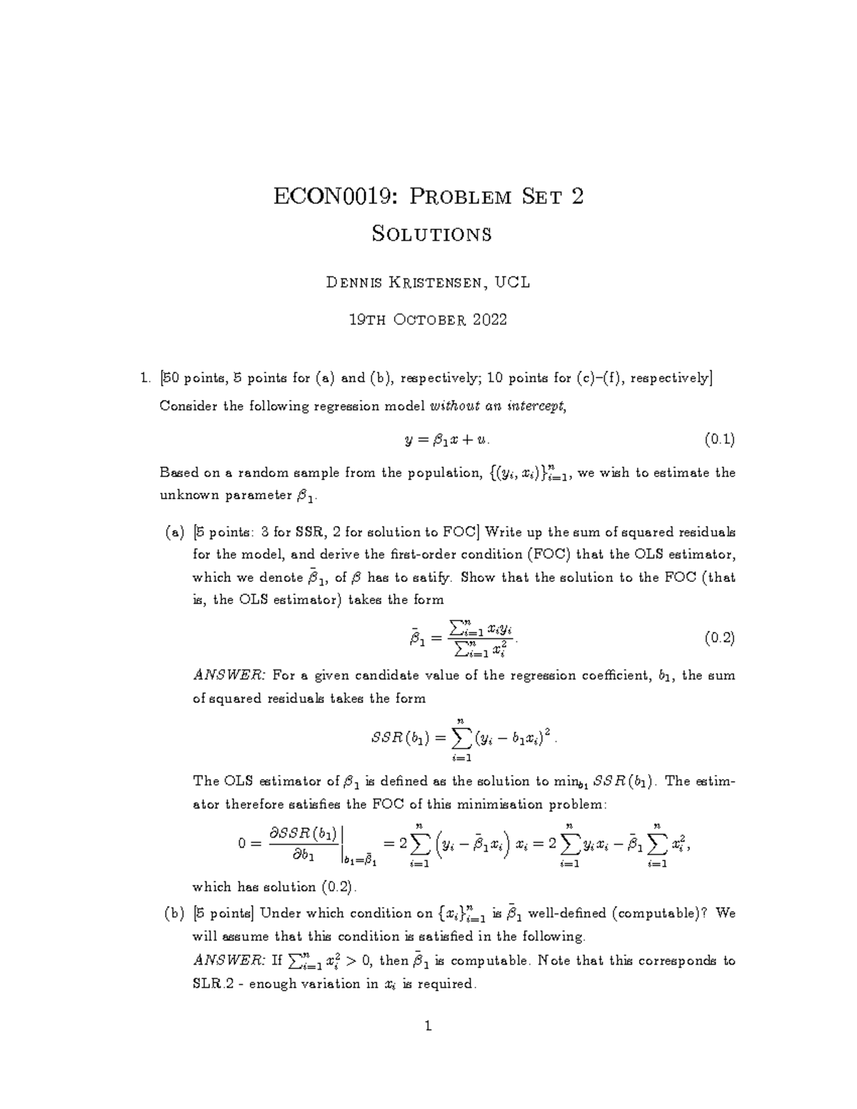 ECON0019-PS2-solutions - ECON0019: Problem Set 2 Solutions Dennis ...