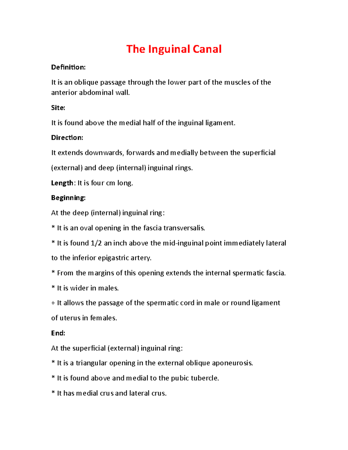 The Inguinal Canal - The Inguinal Canal Definition: It is an oblique ...