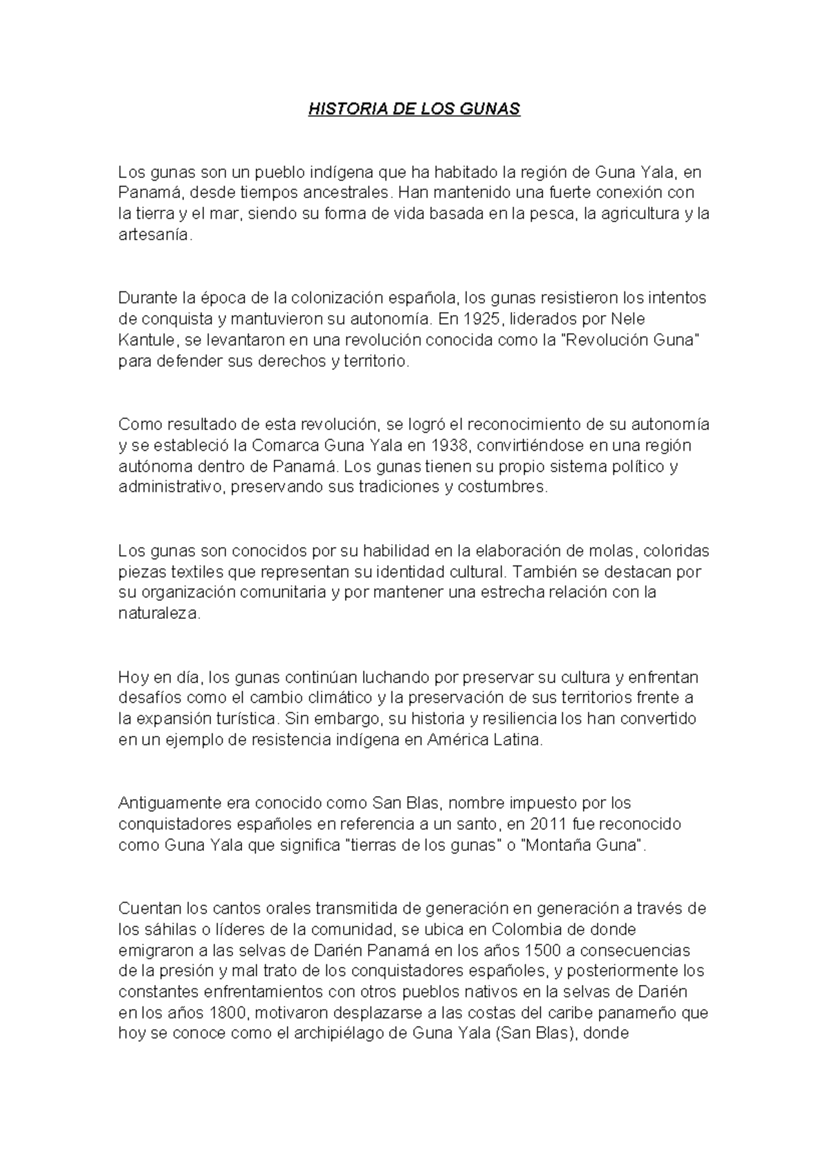 Historia de los gunas - Espero ayudarlos - HISTORIA DE LOS GUNAS Los ...