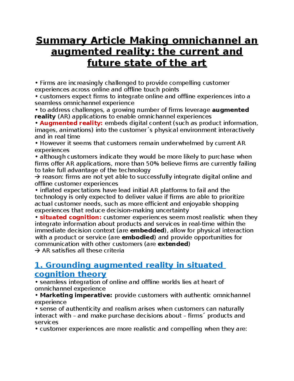 Summary Article Making omnichannel an augmented reality- the current ...