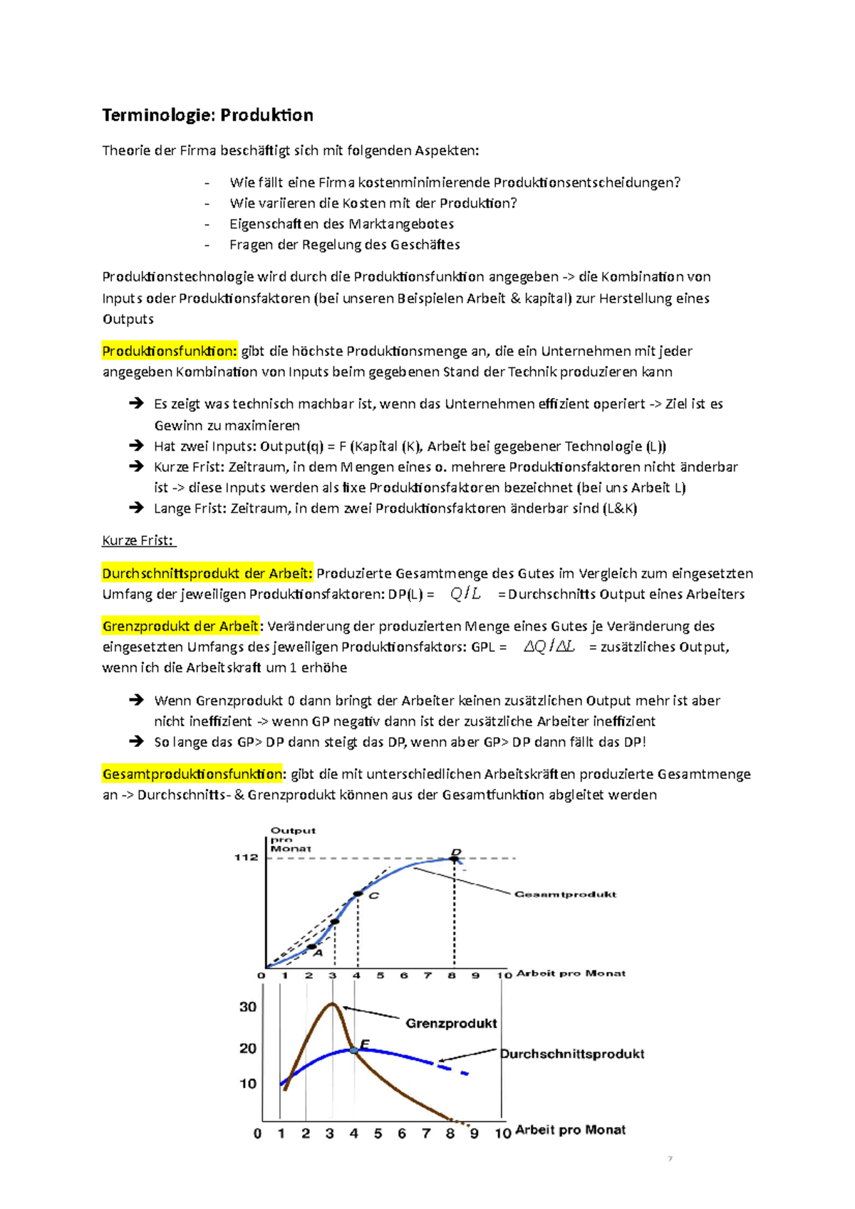 Terminologie Produktion - Terminologie: Produktion Theorie der Firma ...