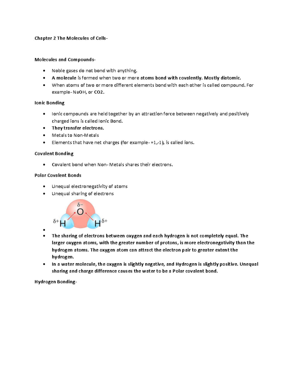 Chapter 2 The Molecules of Cells - Chapter 2 The Molecules of Cells ...