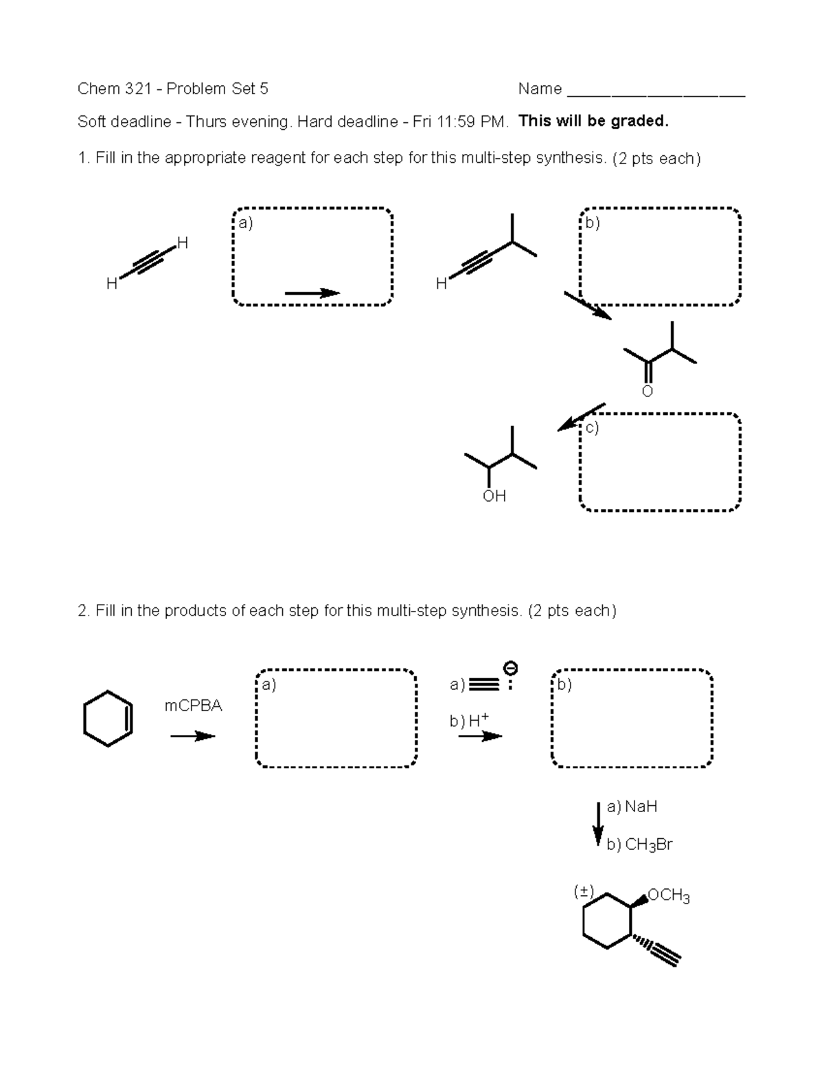 Chem 321 2020 summer problem set 5 key - Soft deadline - Thurs evening ...