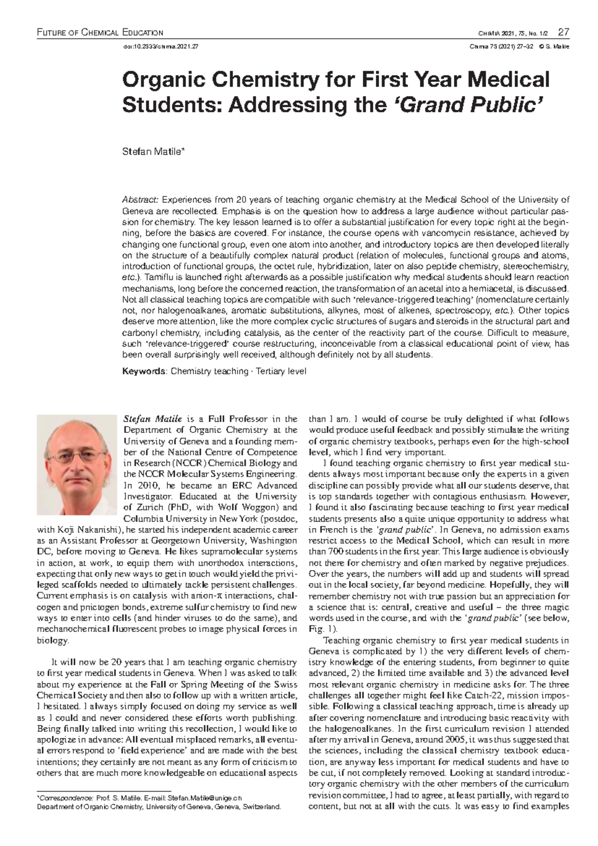 Organic Chemistry for First Year Medical Students - Future oF ChemiCal ...