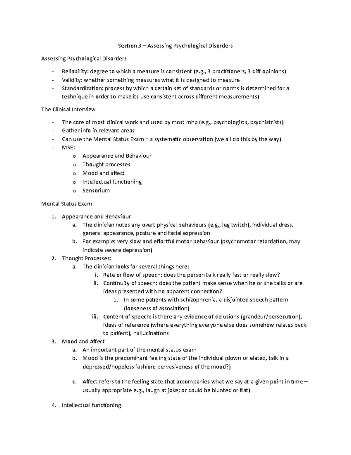 Section 3 - Clinical Assessment - Section 3 – Assessing Psychological ...