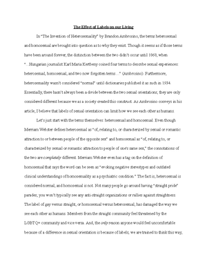 Reflection 5 Gender and Society - The “Erotic’s” Loss of Meaning Within ...