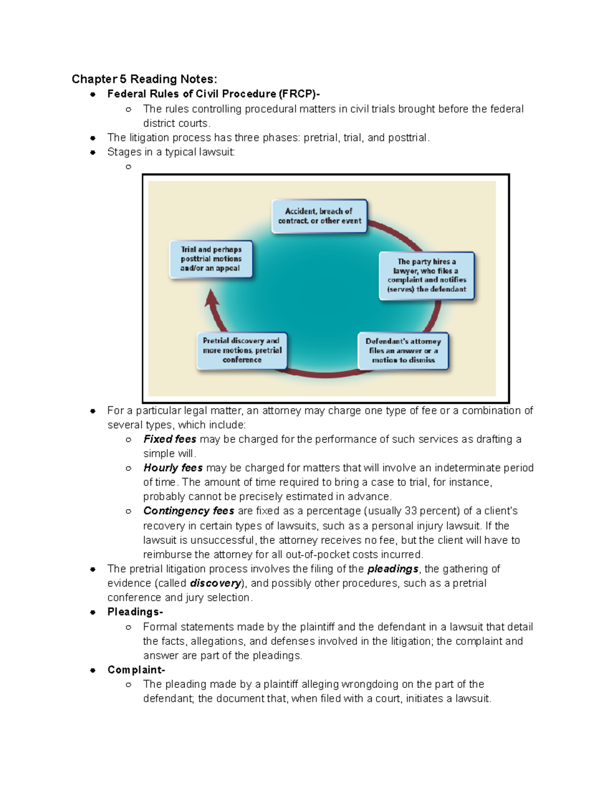 Chapter 5 Reading Notes - Chapter 5 Reading Notes: Federal Rules of ...