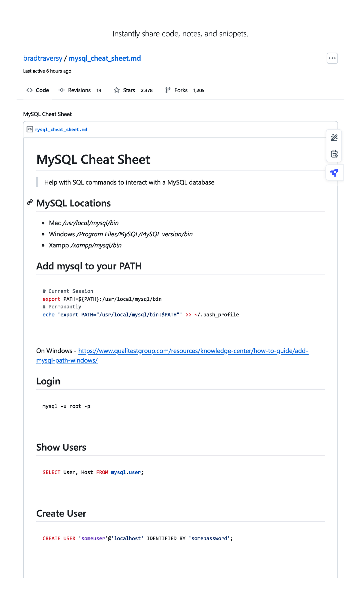 Sql cheatsheet - SQL - Instantly share code, notes, and snippets. Last ...