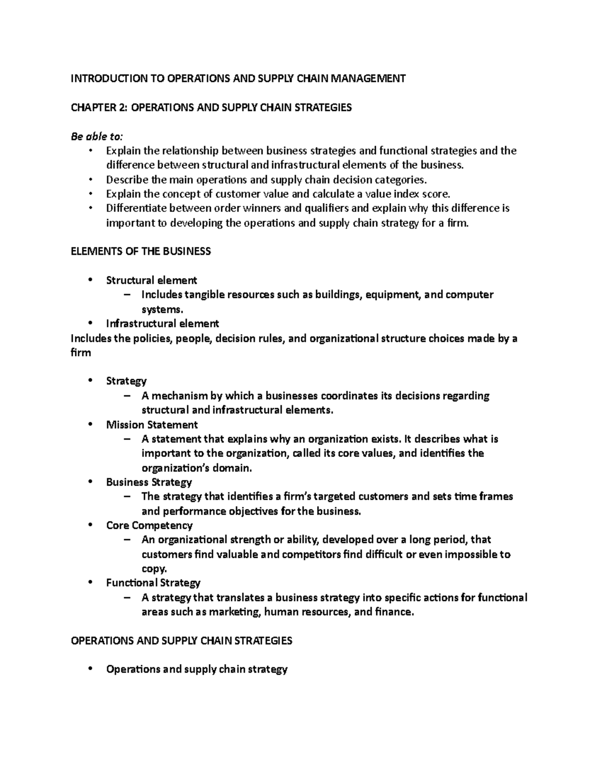 Introduction to Operations and Supply Chain Management Chapter 2 ...