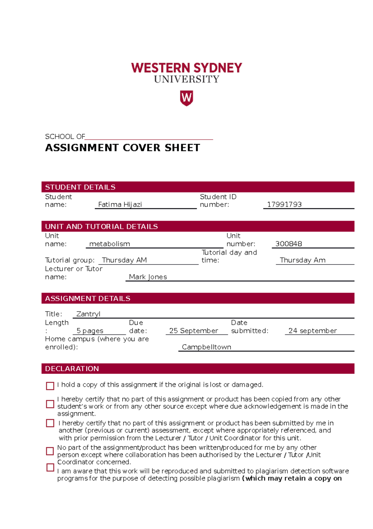 Hijazi Fatima - acetyl carnitine deficiency - SCHOOL OF ASSIGNMENT ...
