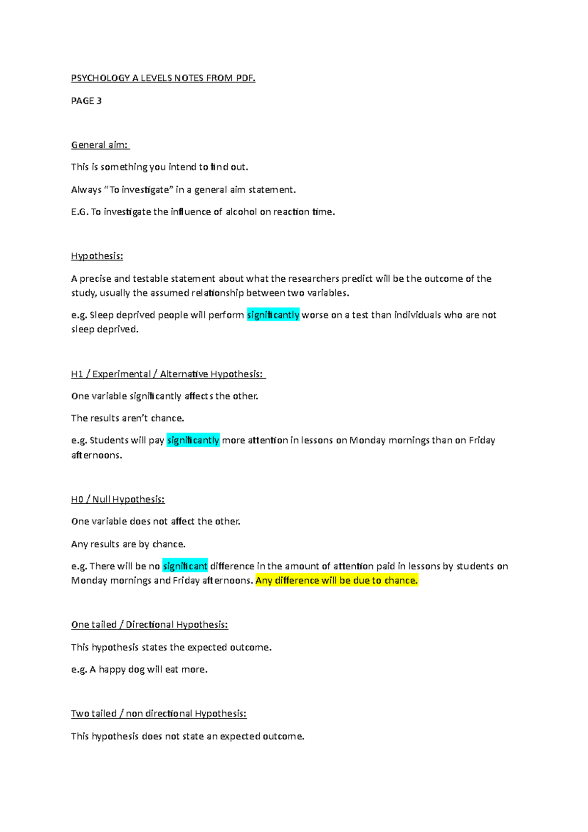 Psychology A Level Notes - PSYCHOLOGY A LEVELS NOTES FROM PDF. PAGE 3 ...