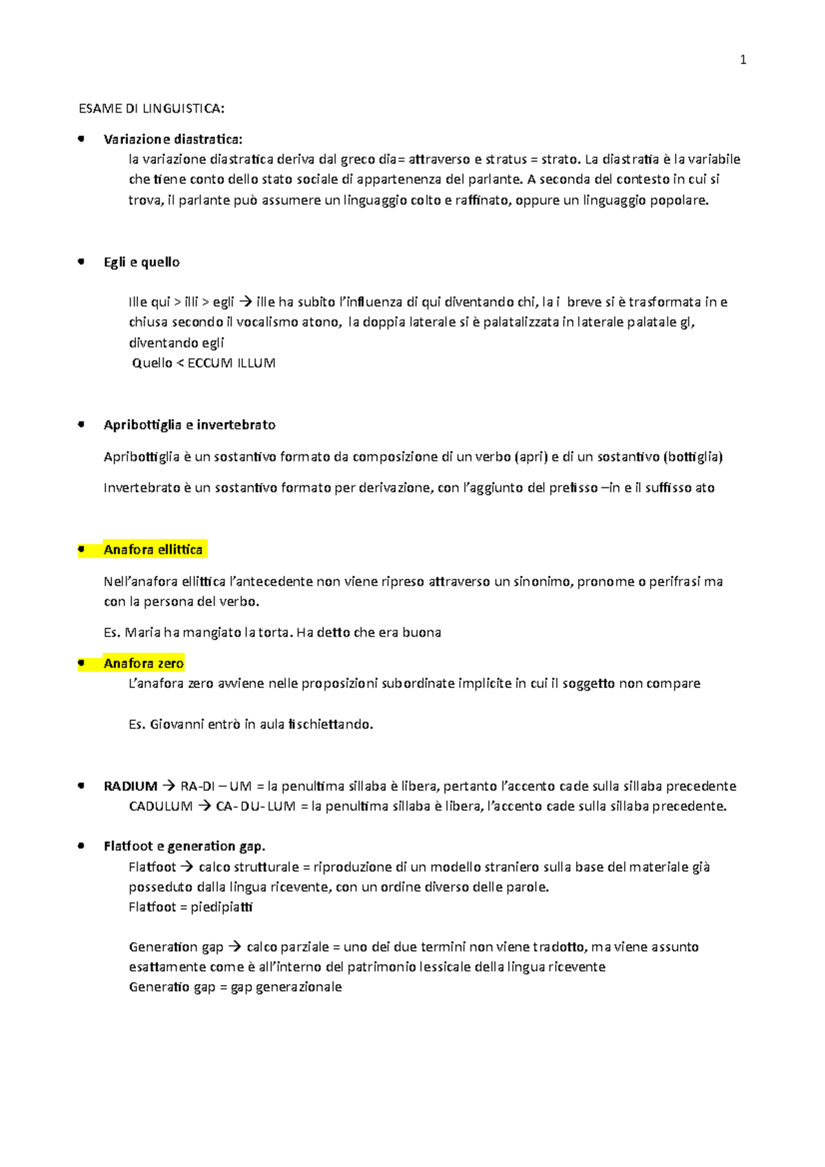 Alcune domande Esame DI Linguistica - ESAME DI LINGUISTICA: Variazione ...