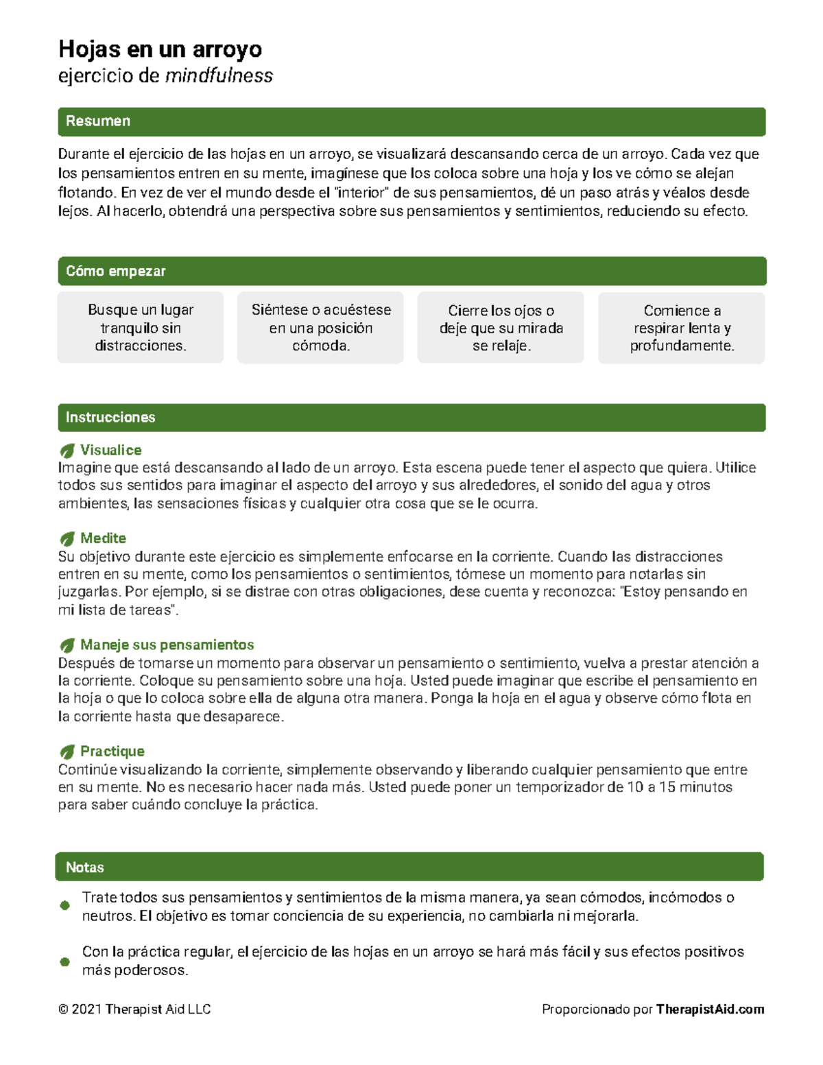 Hojas en el arrollo - Ejericioc ACT - Hojas en un arroyo ejercicio de ...