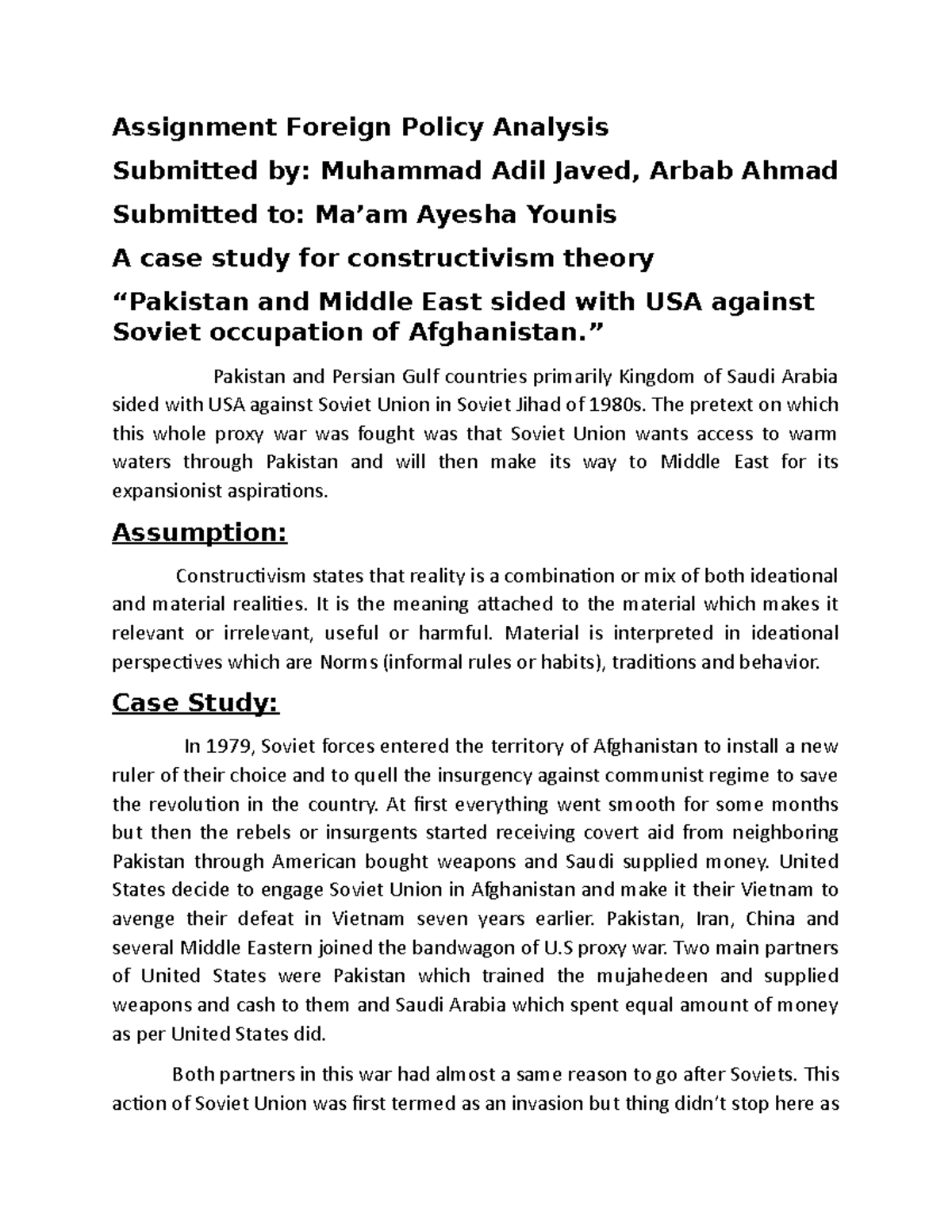 Document (10) - sdadasd - Assignment Foreign Policy Analysis Submitted ...