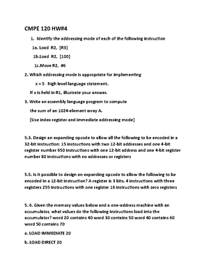 HW 2 - HW 2 - CMPE 120 HW# 2 Consider the operation of a machine with ...