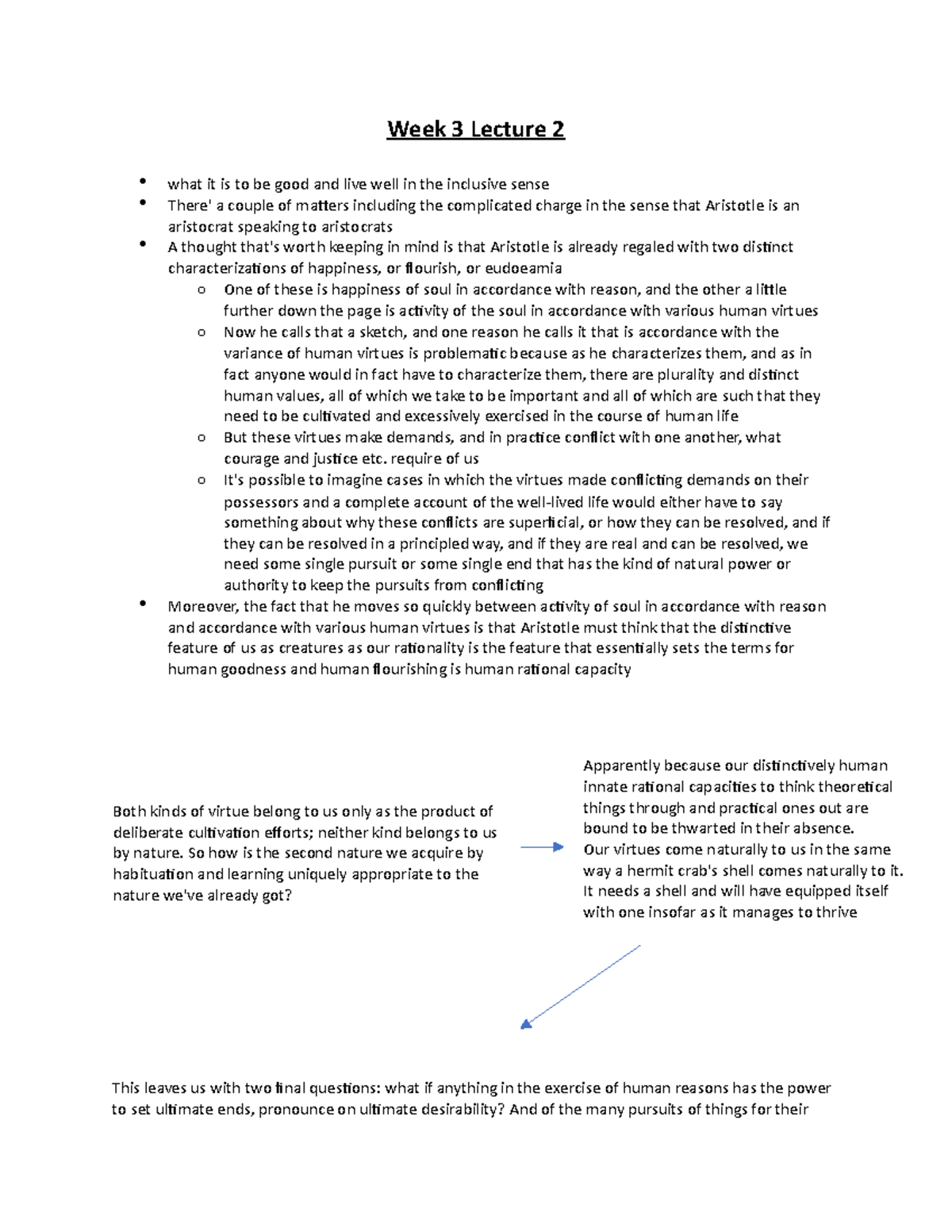 Week 3 Lecture 2 - What it is to be good and live well according to Aristotle? - Week 3 Lecture ...