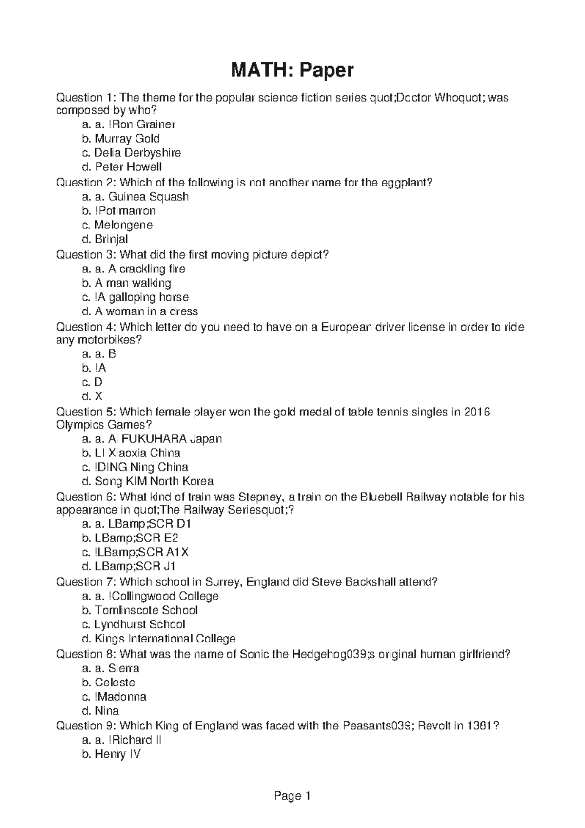 MATH192-Example-3 - MATH192 - MATH: Paper Question 1: The theme for the ...