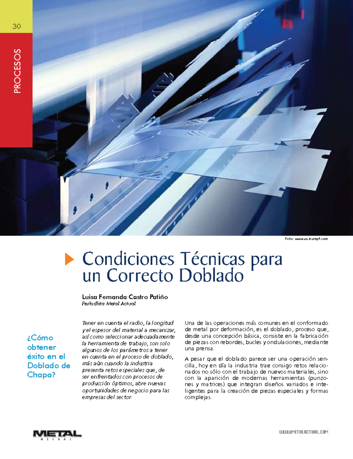 Condiciones Técnicas para un correcto doblado - 30 PROCESOS Condiciones ...