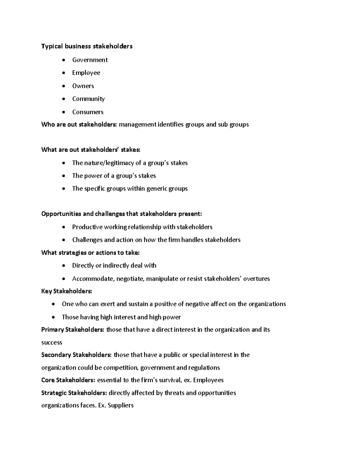 Typical business stakeholders and Globalization - Typical business ...