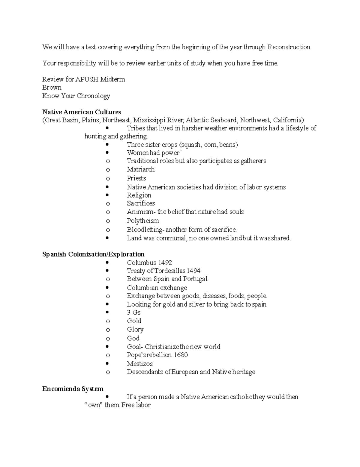 Apush 2021 midterm - We will have a test covering everything from the ...
