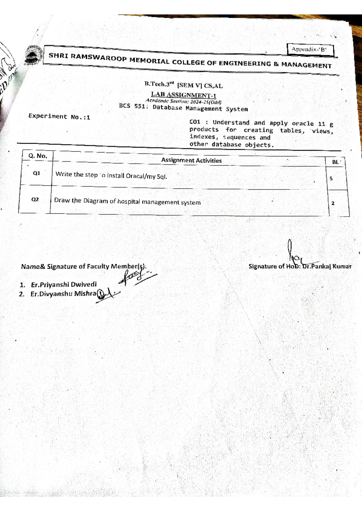 DBMS lab assignment - Relevant ans - SHRI RAMSWAROOP MEMORIAL COLLEGE ...