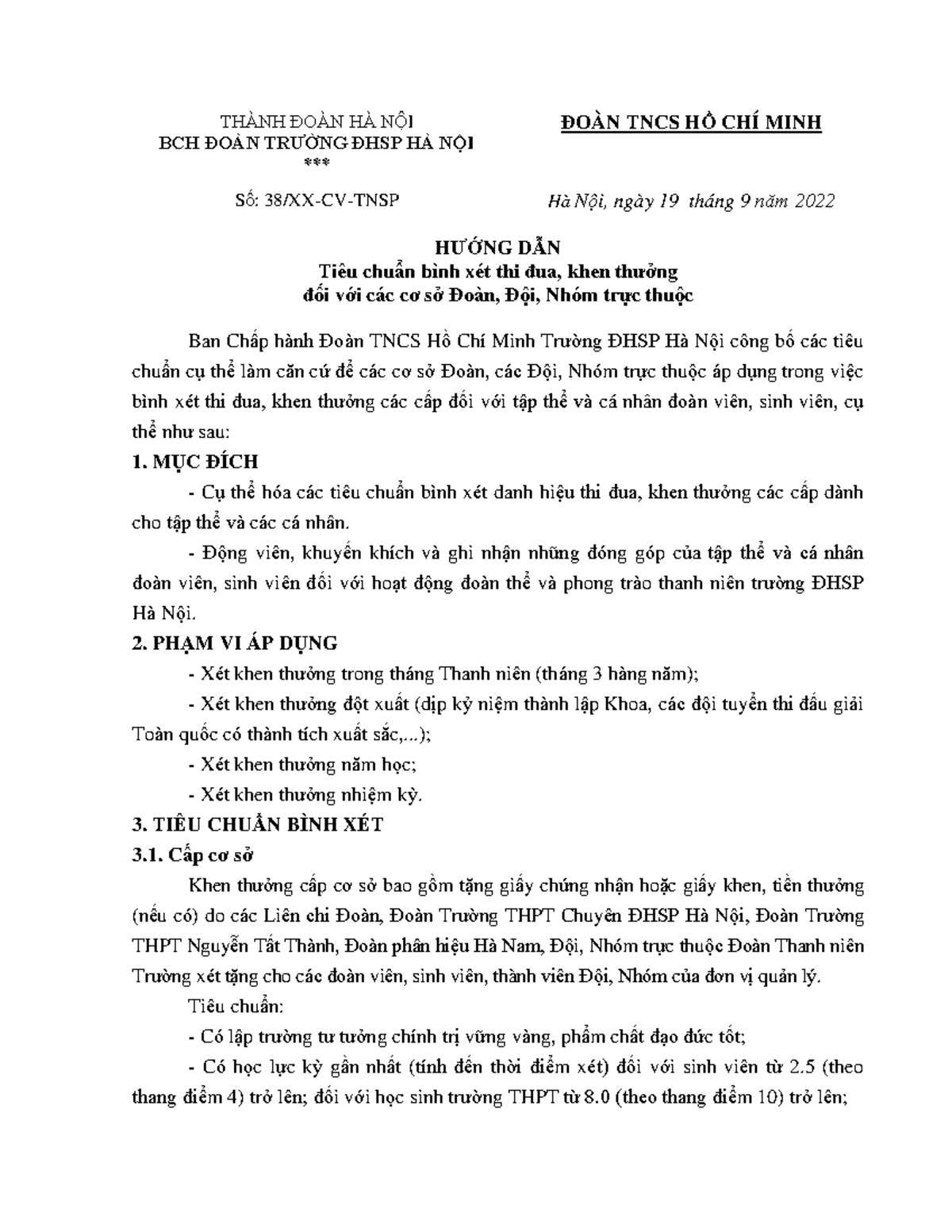 Dhsphn - Hướng dẫn đánh giá cơ sở Đoàn, Đội - THÀNH ĐOÀN HÀ NỘI BCH ...
