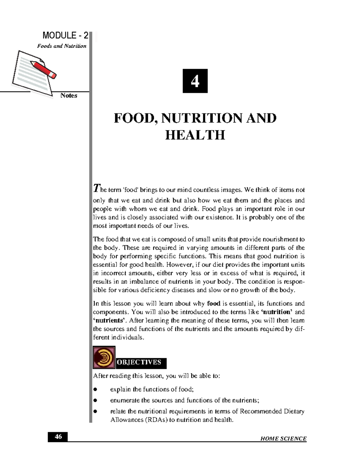 Food and nutrition - MODULE - 2 Notes Foods and Nutrition 46 4 FOOD ...