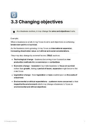 3.1 Business Aim and objective - 3 Business aims and objectives 1 🎯 3 ...
