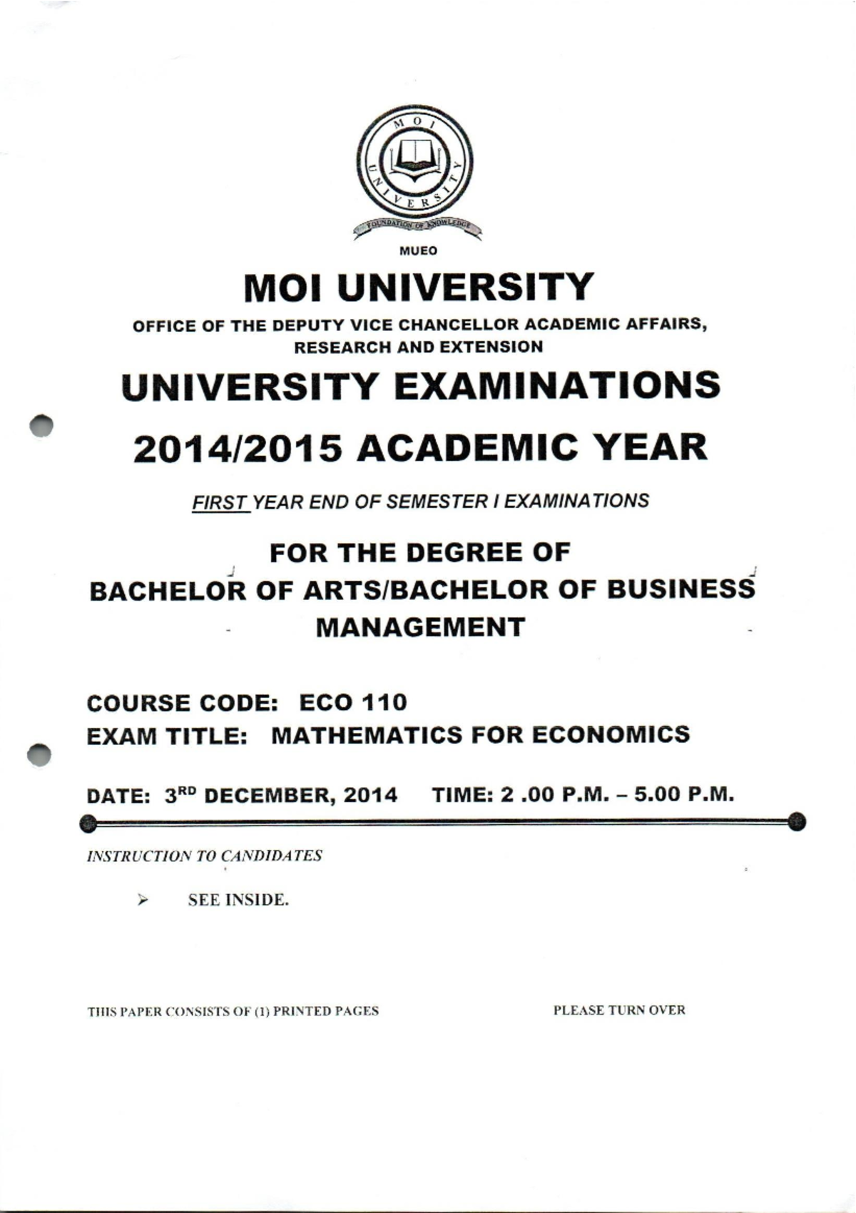 ECO - Mathematics for economics -3 Dec 2014 - intermediate ...