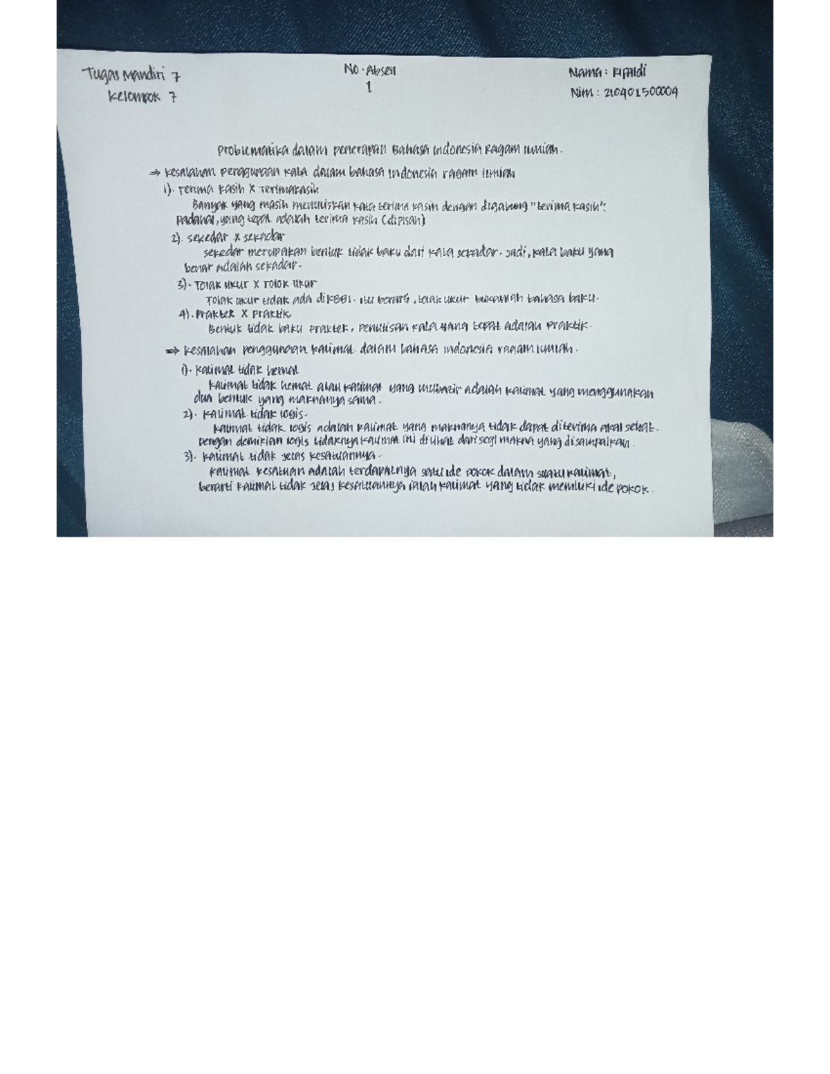 Resume Kelompok 7 Rifaldi 210401500004 - Bahasa Indonesia - Studocu