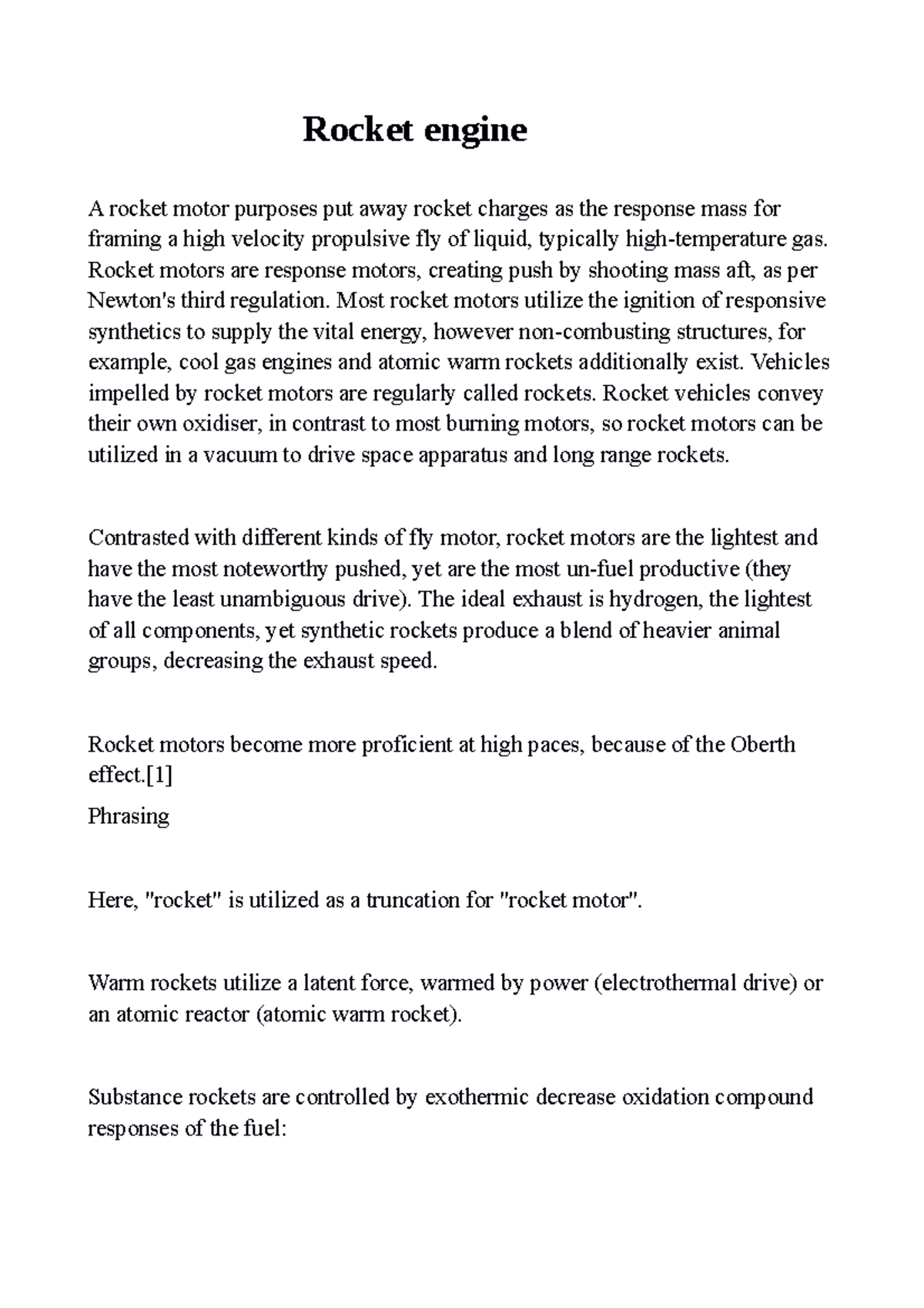 Rocket engine - Ifah - Rocket engine A rocket motor purposes put away ...