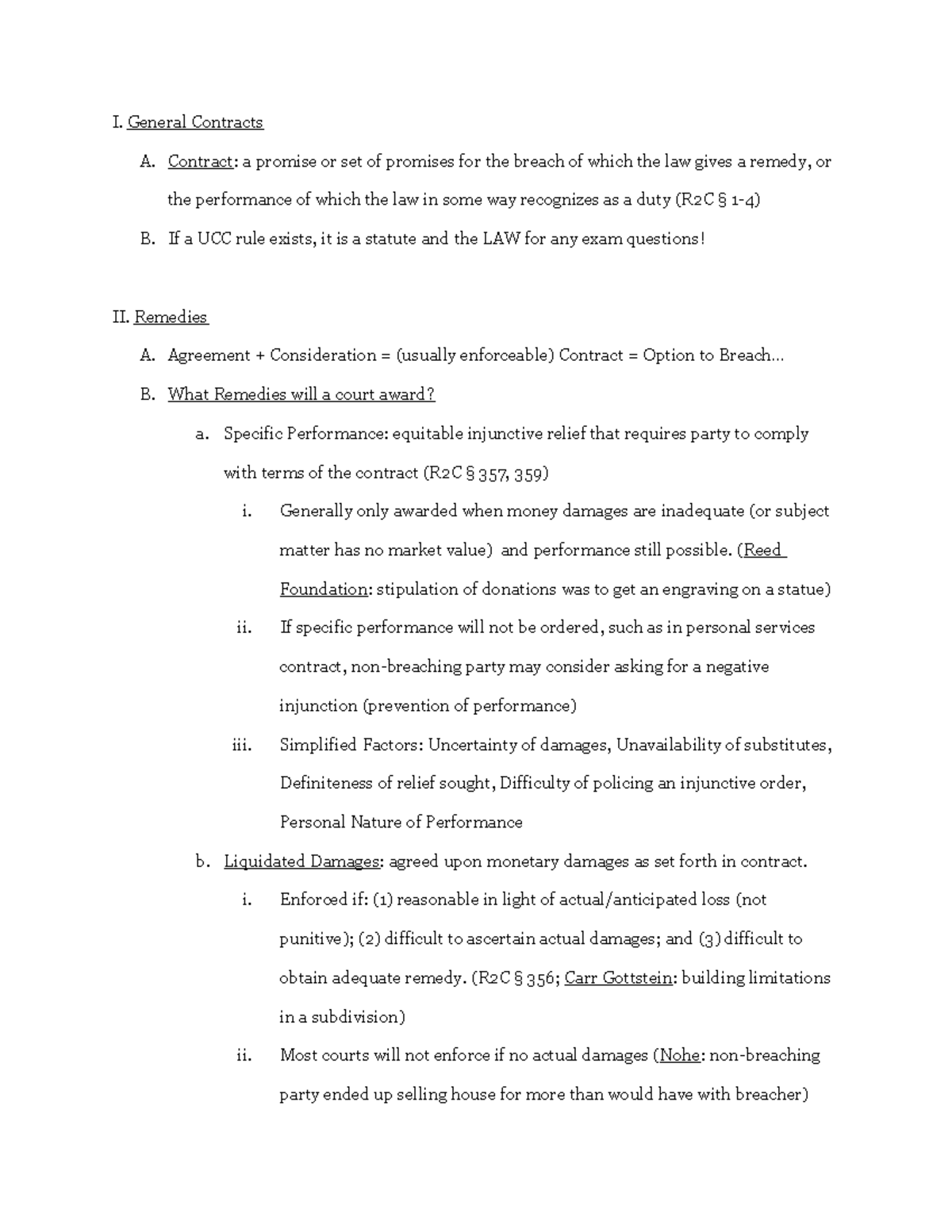 Contracts Jiminez(1) 2018 - I. General Contracts A. Contract: a promise ...